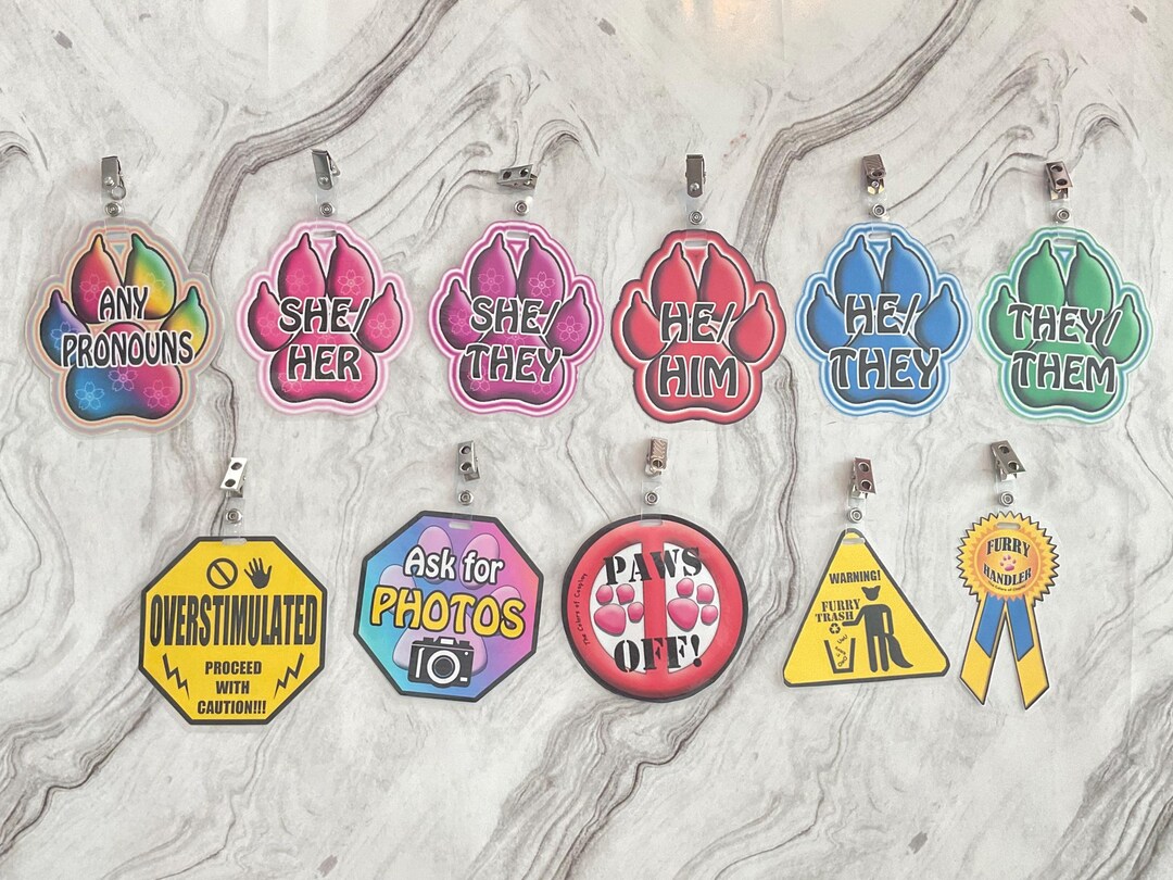 Furry Pride Pronoun and ID Sign Badges - Etsy