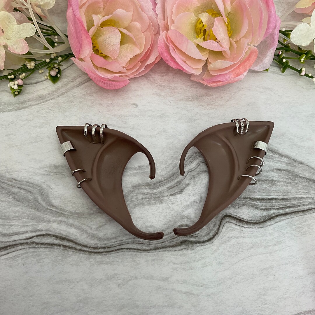 Woodland Brown Simple Silver Black Metal Decorated Pierced Skintone Elf ...