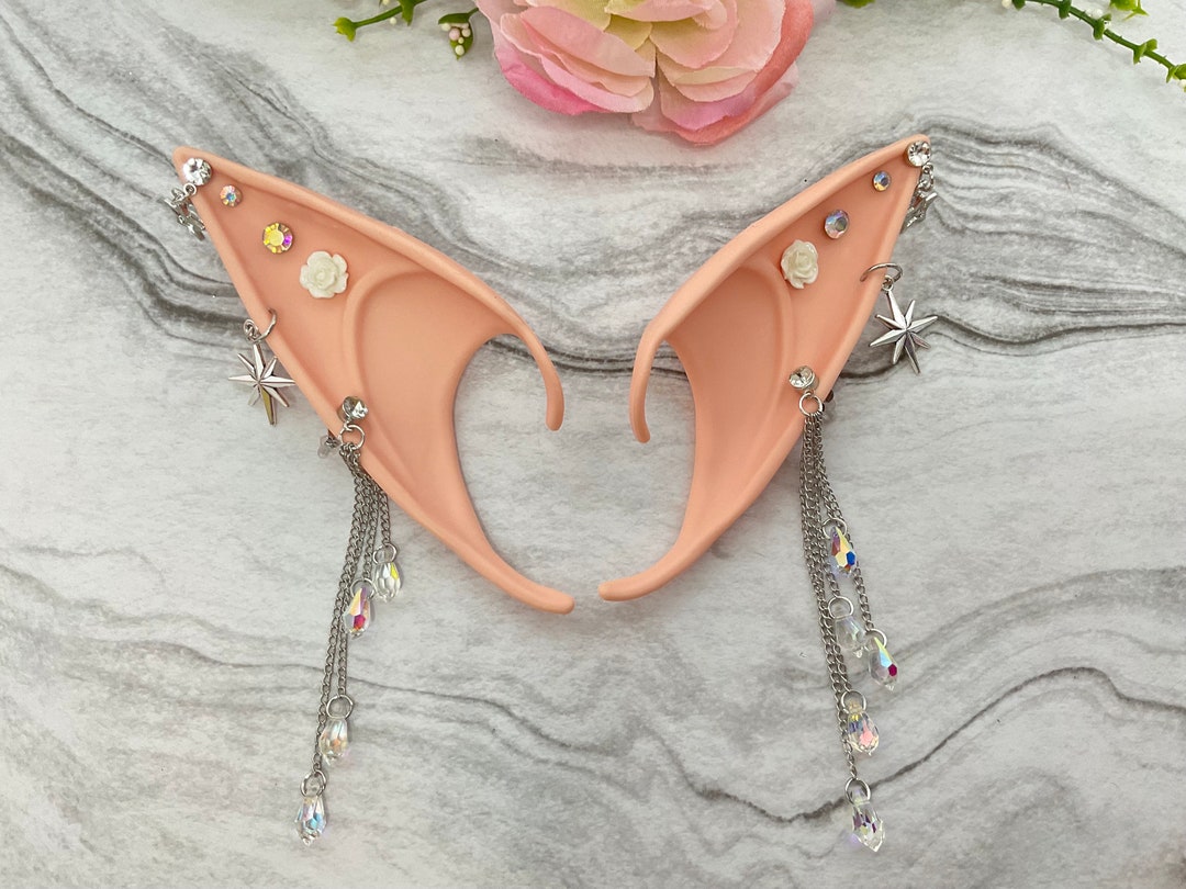 Silver Sparkle Stardust Chain Decorated FAIR IVORY Pierced Skintone Elf ...