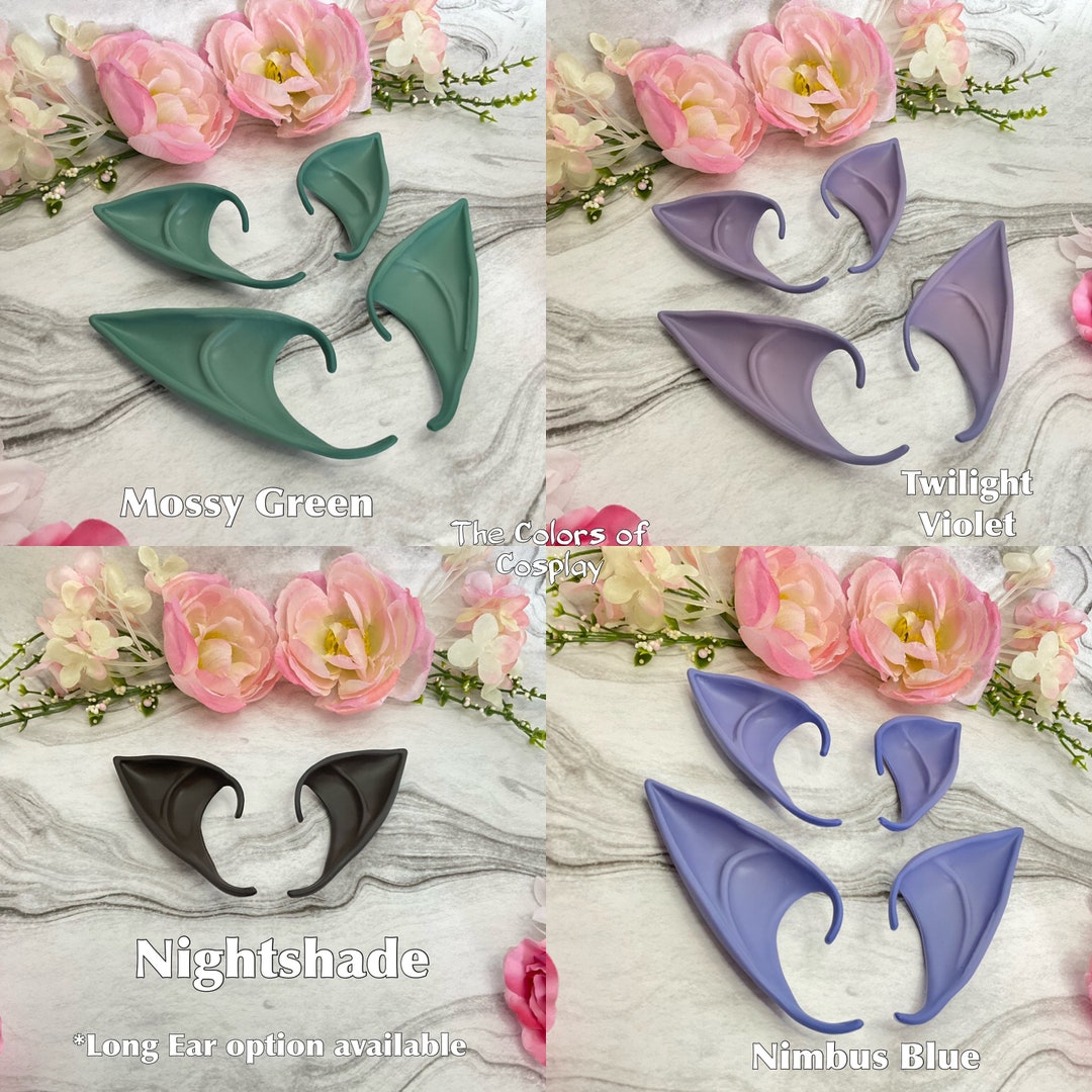 Dyed Long Short Elf Ears Green Lavender Purple Black Light Blue Skin ...