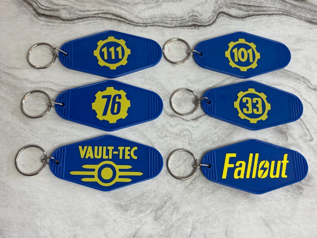 Vault Dweller Wastelander Video Game Vault Number Motel Style Keychains ...