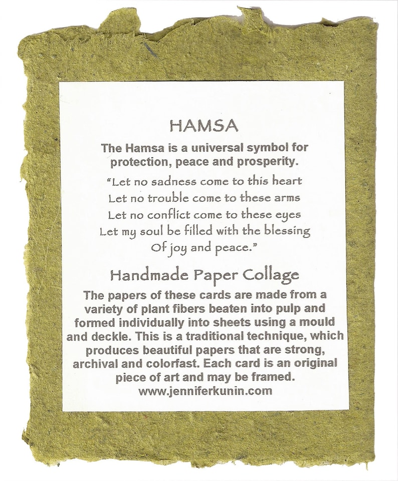 Hamsa Card Handmade Paper Collaged Card - Etsy