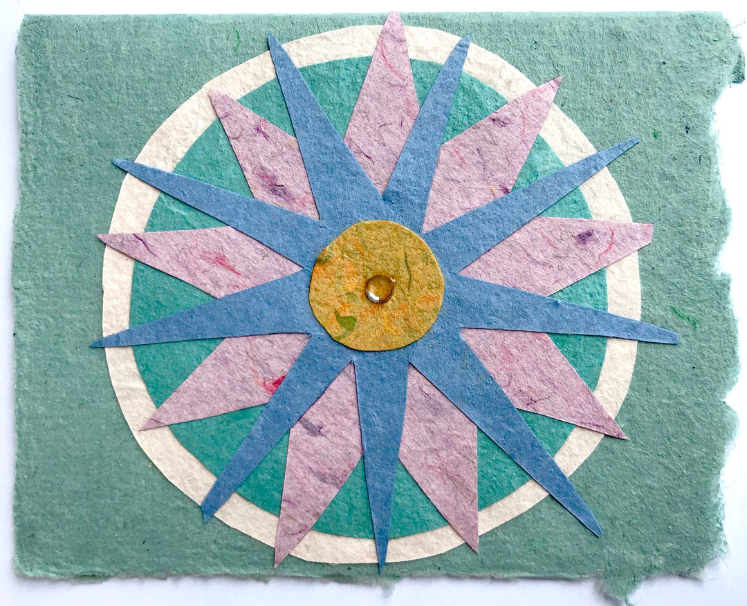 9 Star Handmade Paper Collage Card - Etsy