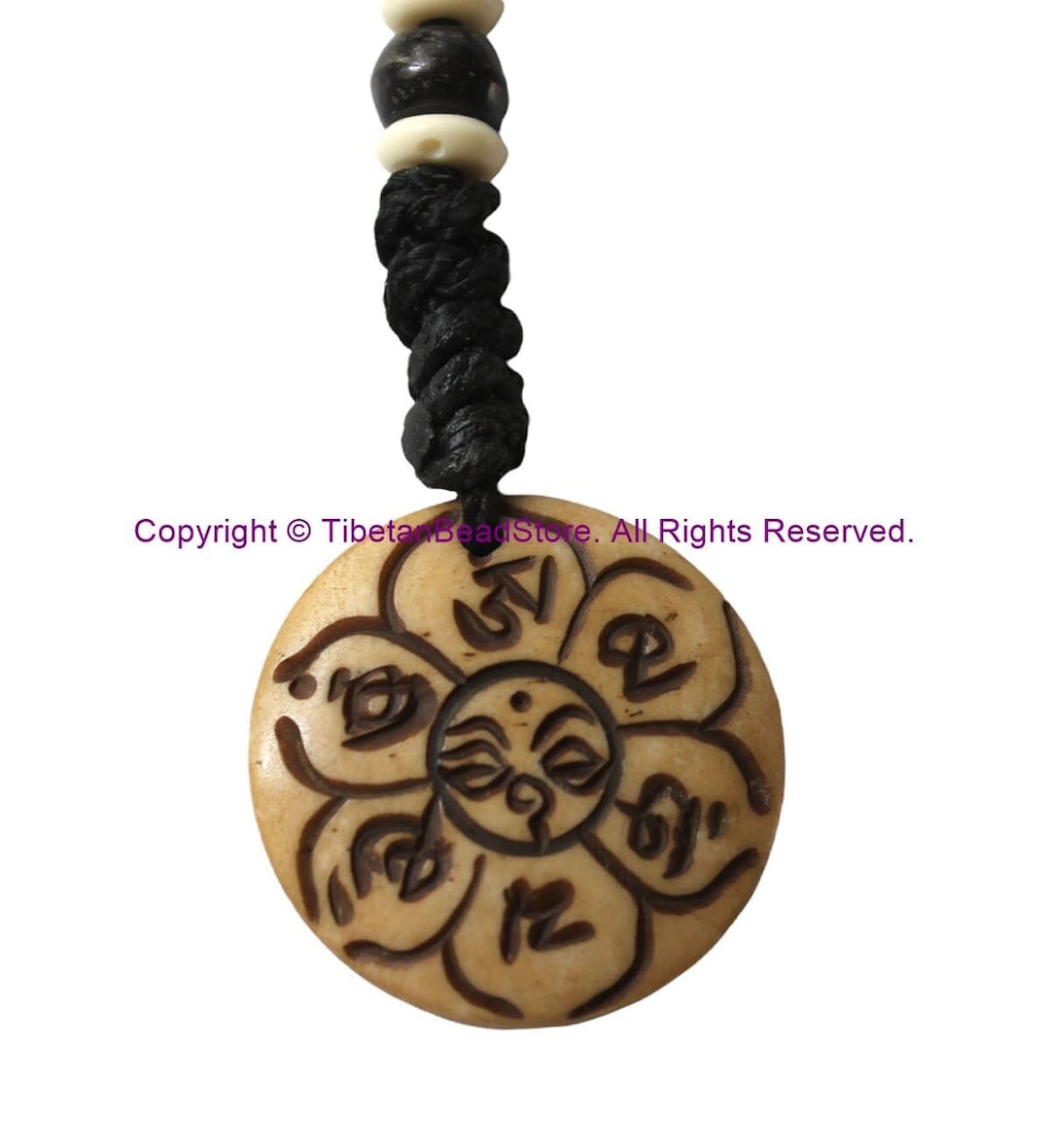 Ethnic Handmade Carved Om Mani Mantra Lotus Yin Yang Design Keychain ...