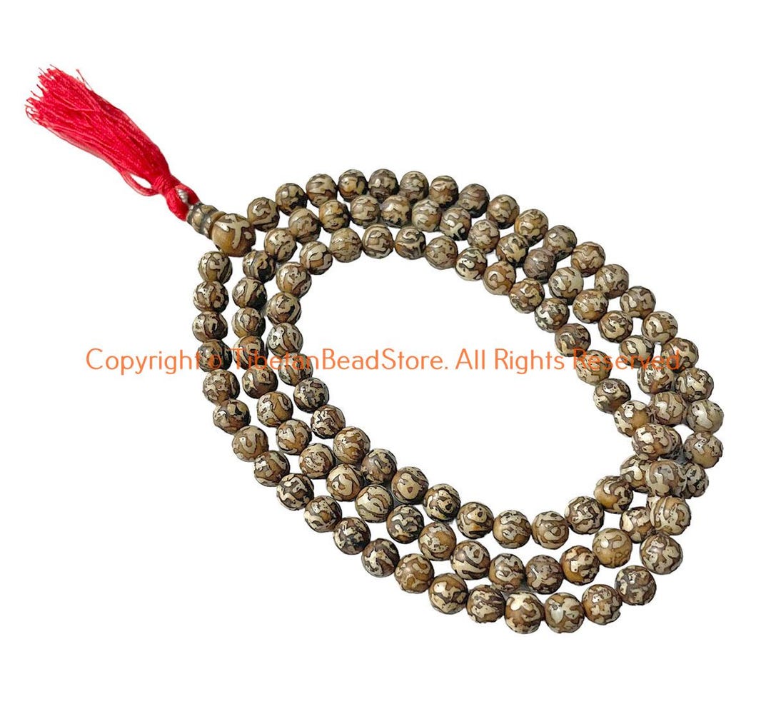 Om Mantra Conch Shell Tibetan Prayer Beads - 108 Beads Mala - PB225 - Etsy