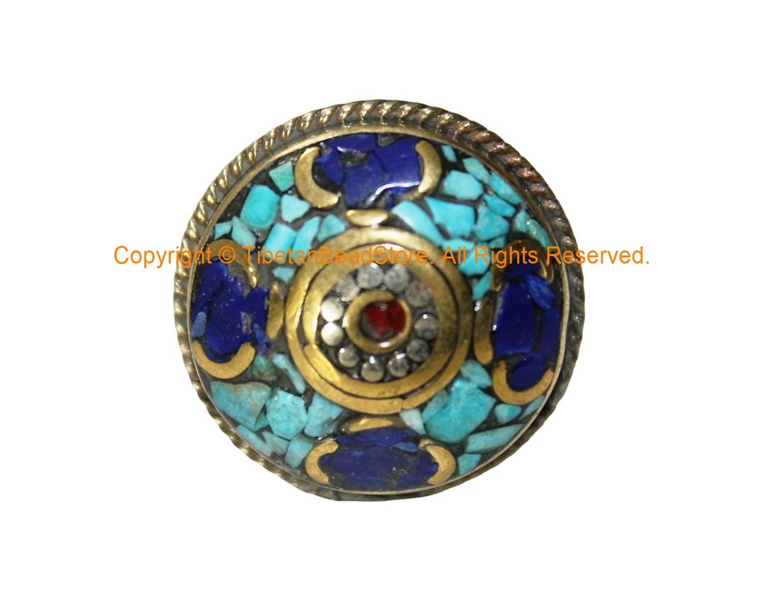 Beautiful Handmade Tibetan Statement Ring With Turquoise, Lapis & Coral ...