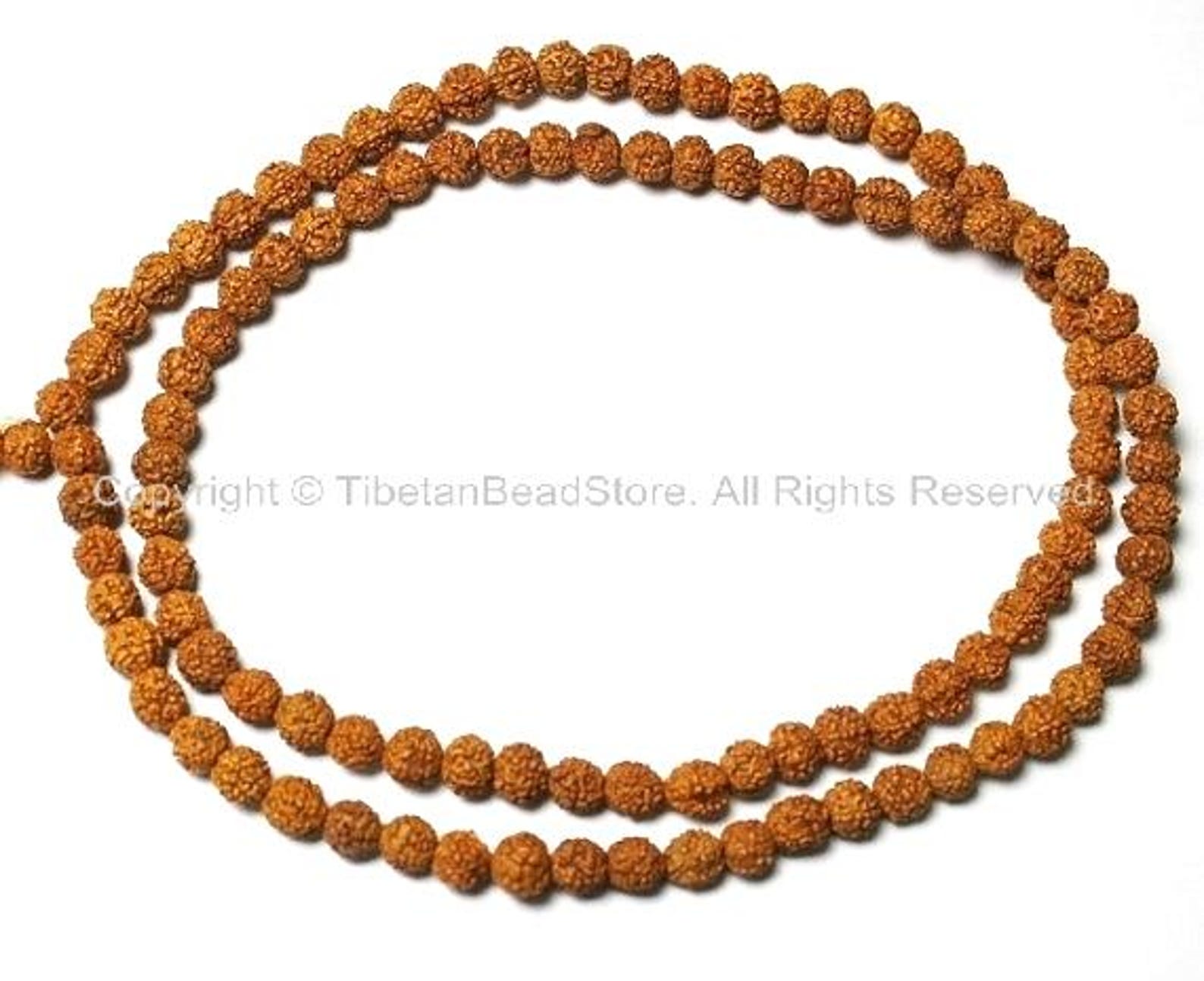 108 Beads - 7mm Natural Rudraksha Seed Beads - Nepalese Tibetan ...