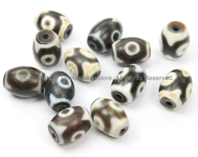Tibetan Dzi Bead - Ethnic Tribal Tibetan Etched Agate Stone Dzi Zee Zi ...