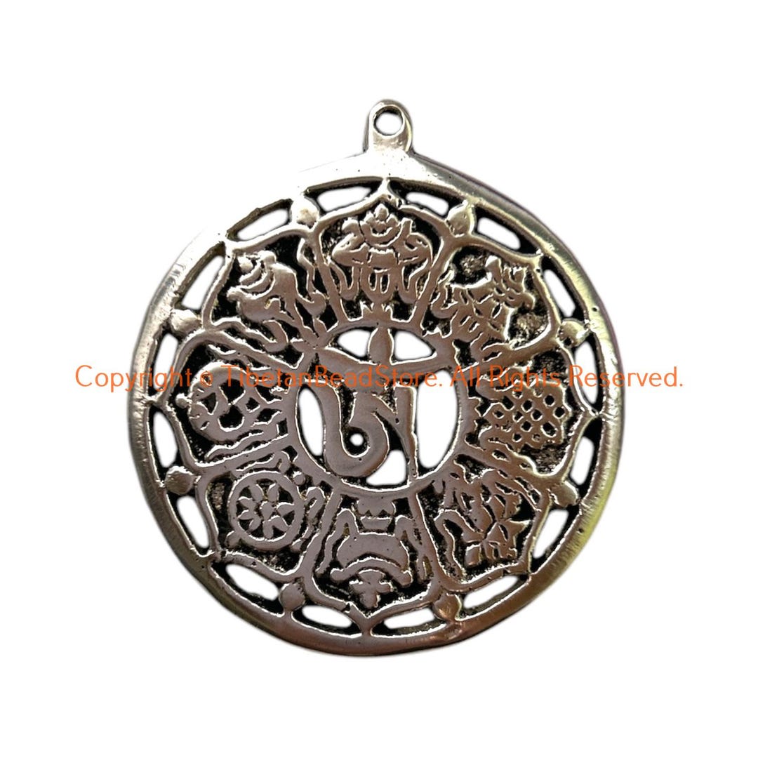 Large OM Mantra & 8 Auspicious Symbols Pendant - WM8018 - Etsy