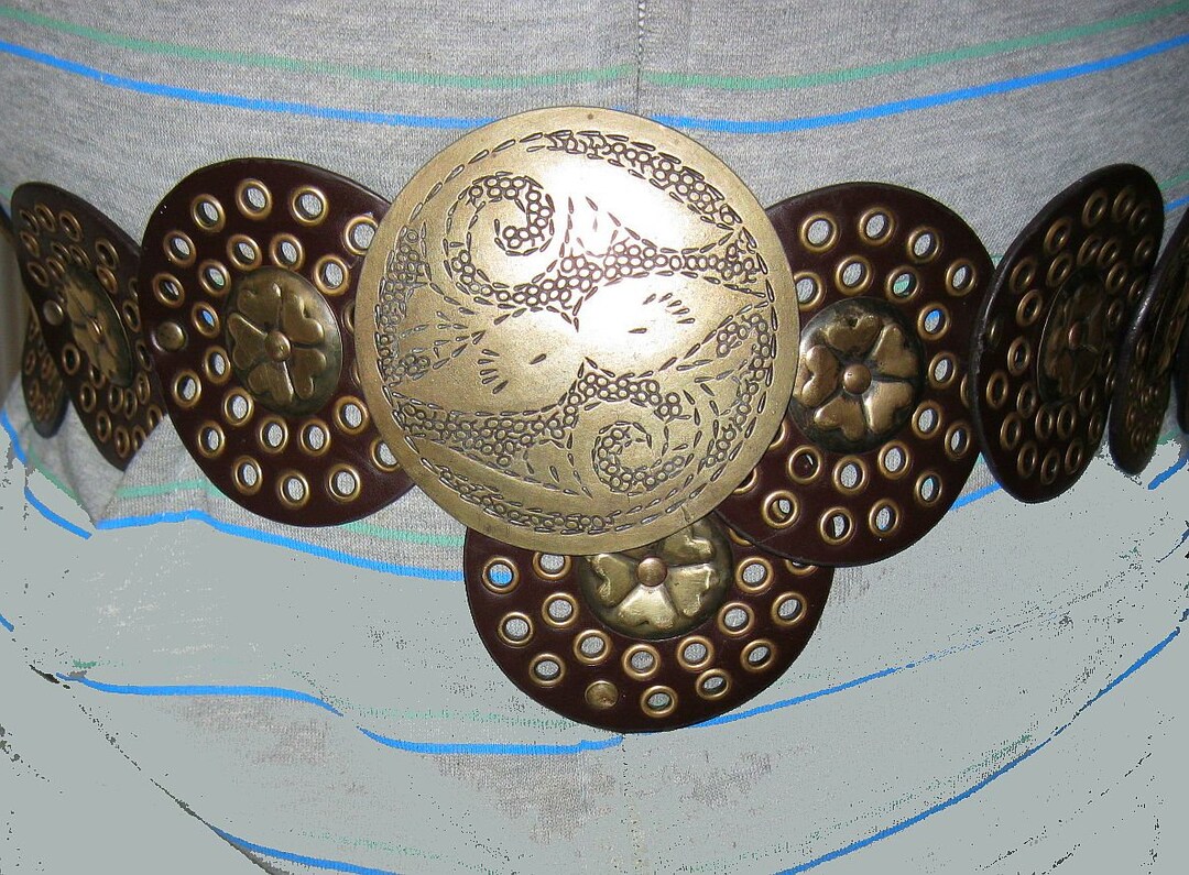 Segmented Leather Belt 151 Sections Brass Finish Buckle - Etsy New Zealand