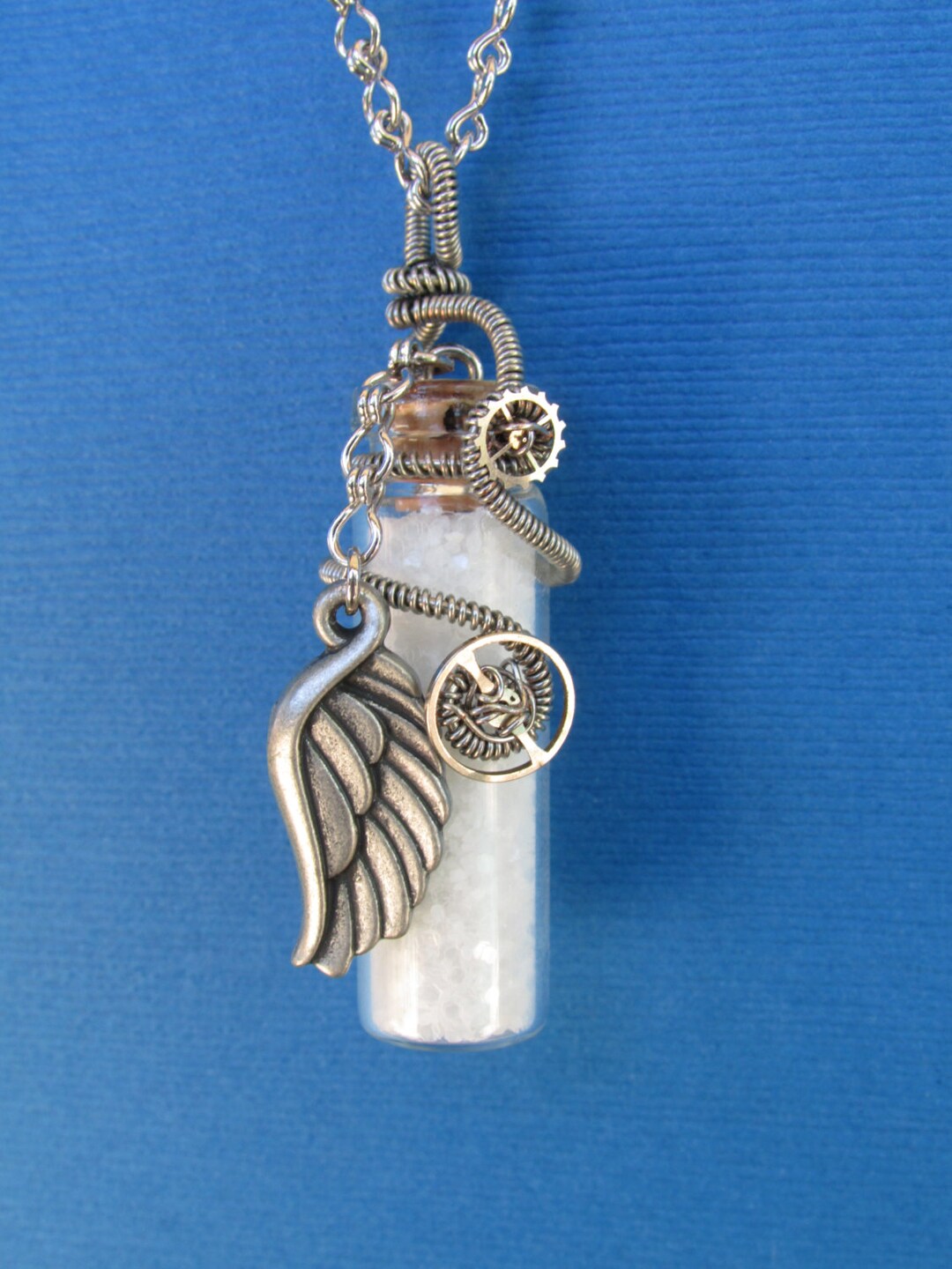 Winged Gear Vial Necklace - Etsy
