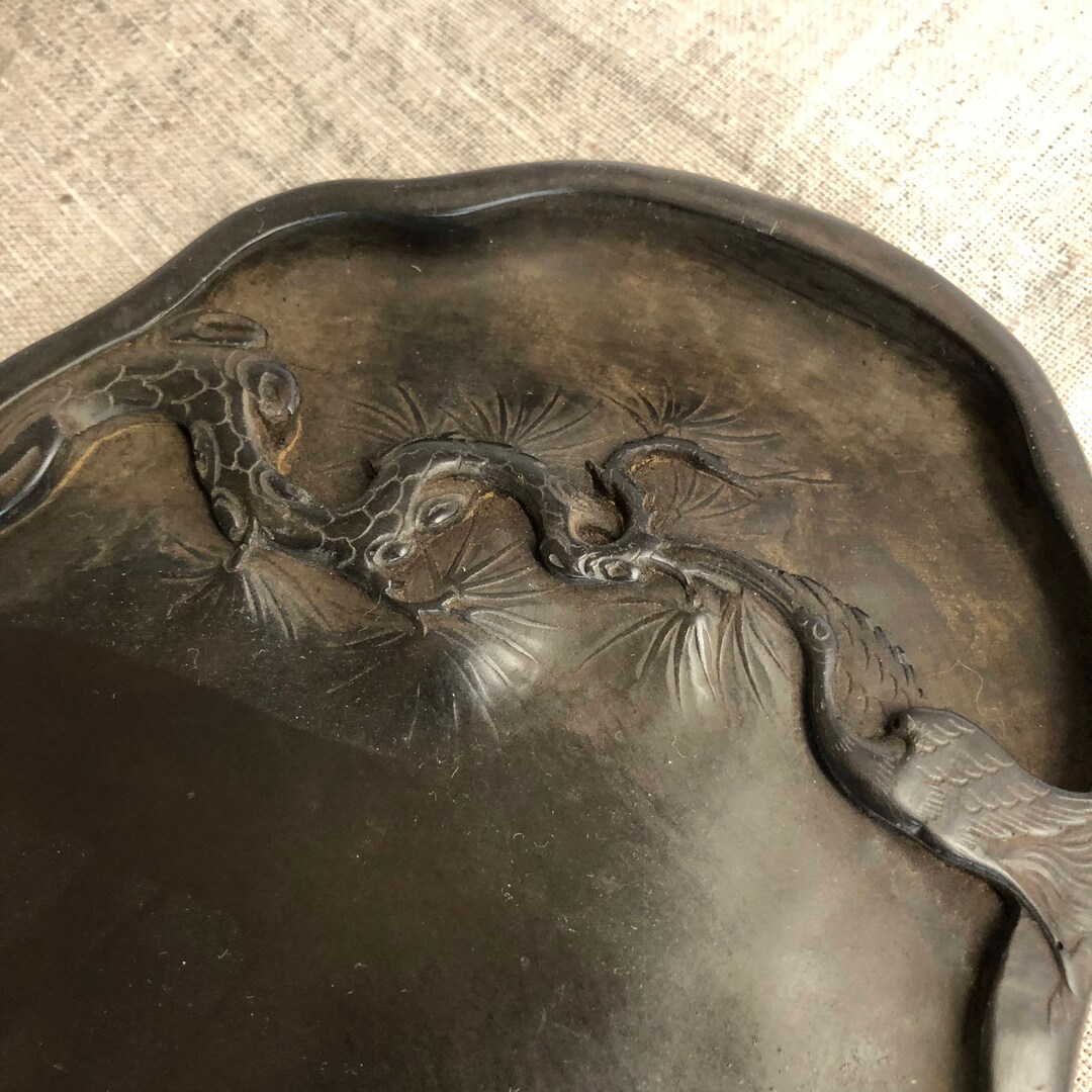 Hand Carved Ibis and Tree Ink Stone (vintage) - Etsy