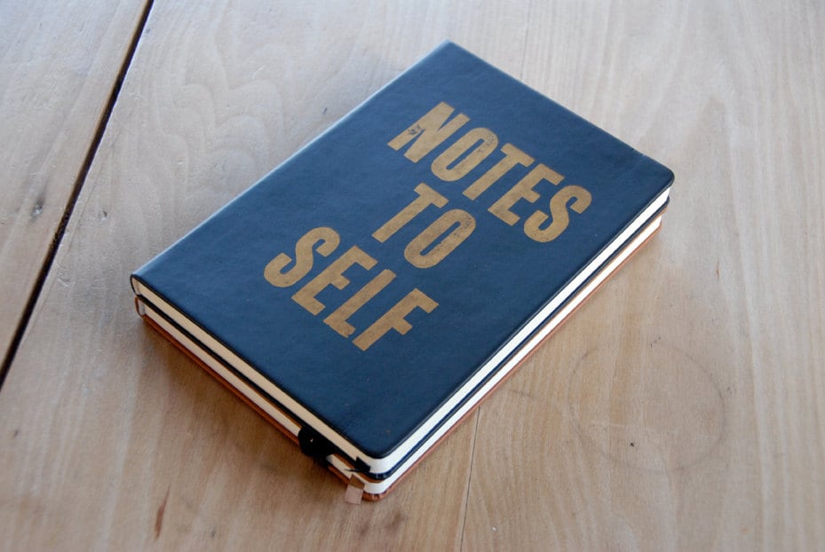 Notes to Self: Hand Screen Printed Gold Type on A5 Soft Touch Notebook ...