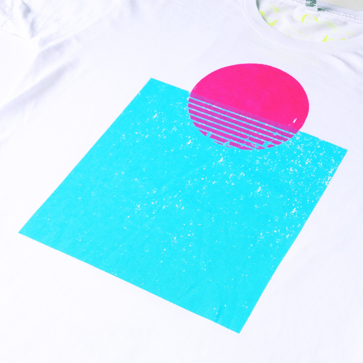 GEO SUNSET Hand Screen Printed T-shirt - Etsy