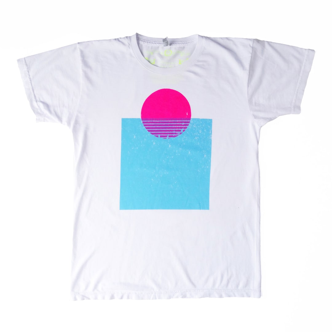 GEO SUNSET Hand Screen Printed T-shirt - Etsy