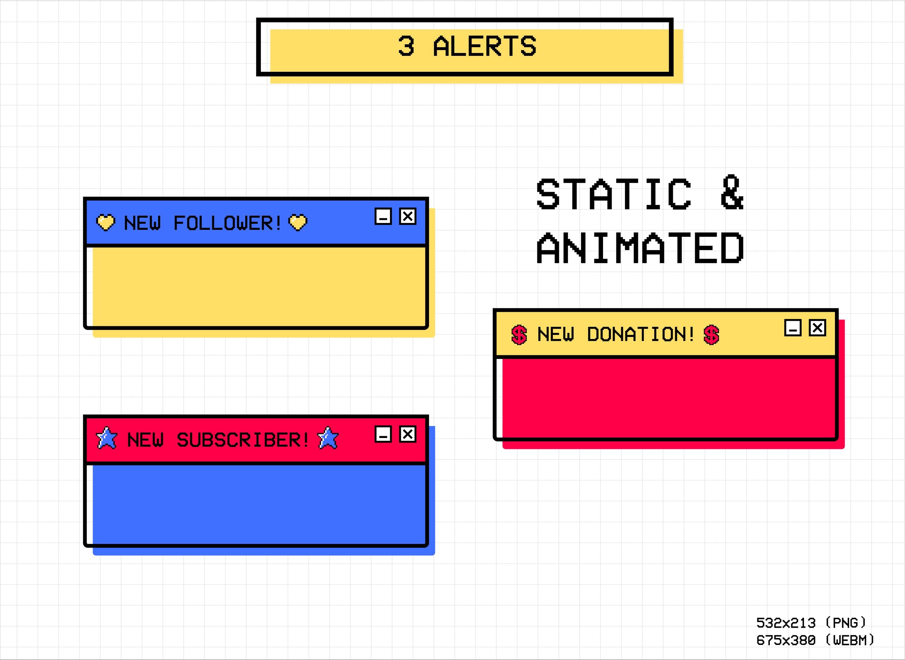 Animated Twitch Stream Overlay: Retro 90s Colorblock Theme (digital ...