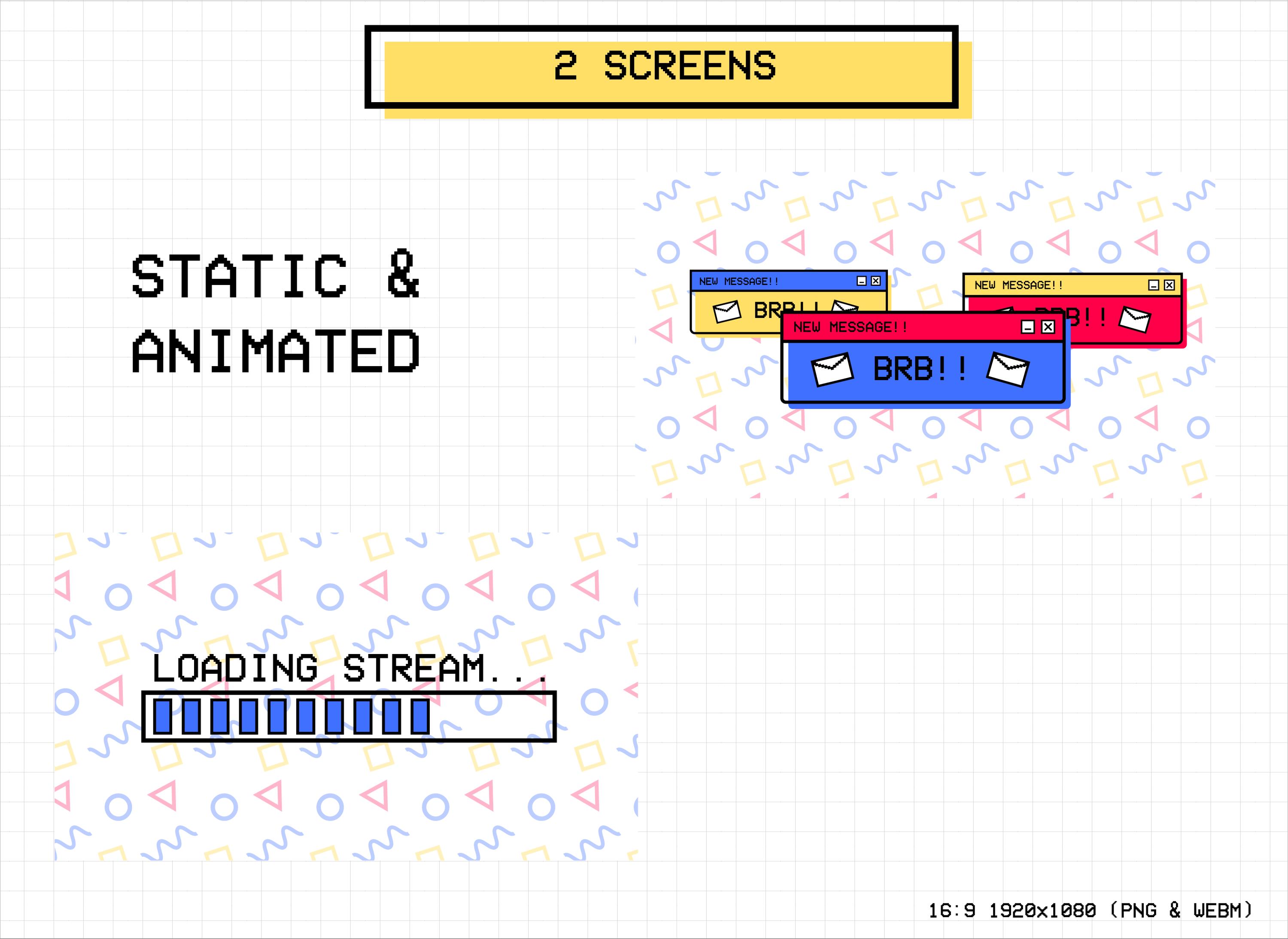 Animated Twitch Stream Overlay: Retro 90s Colorblock Theme (digital ...