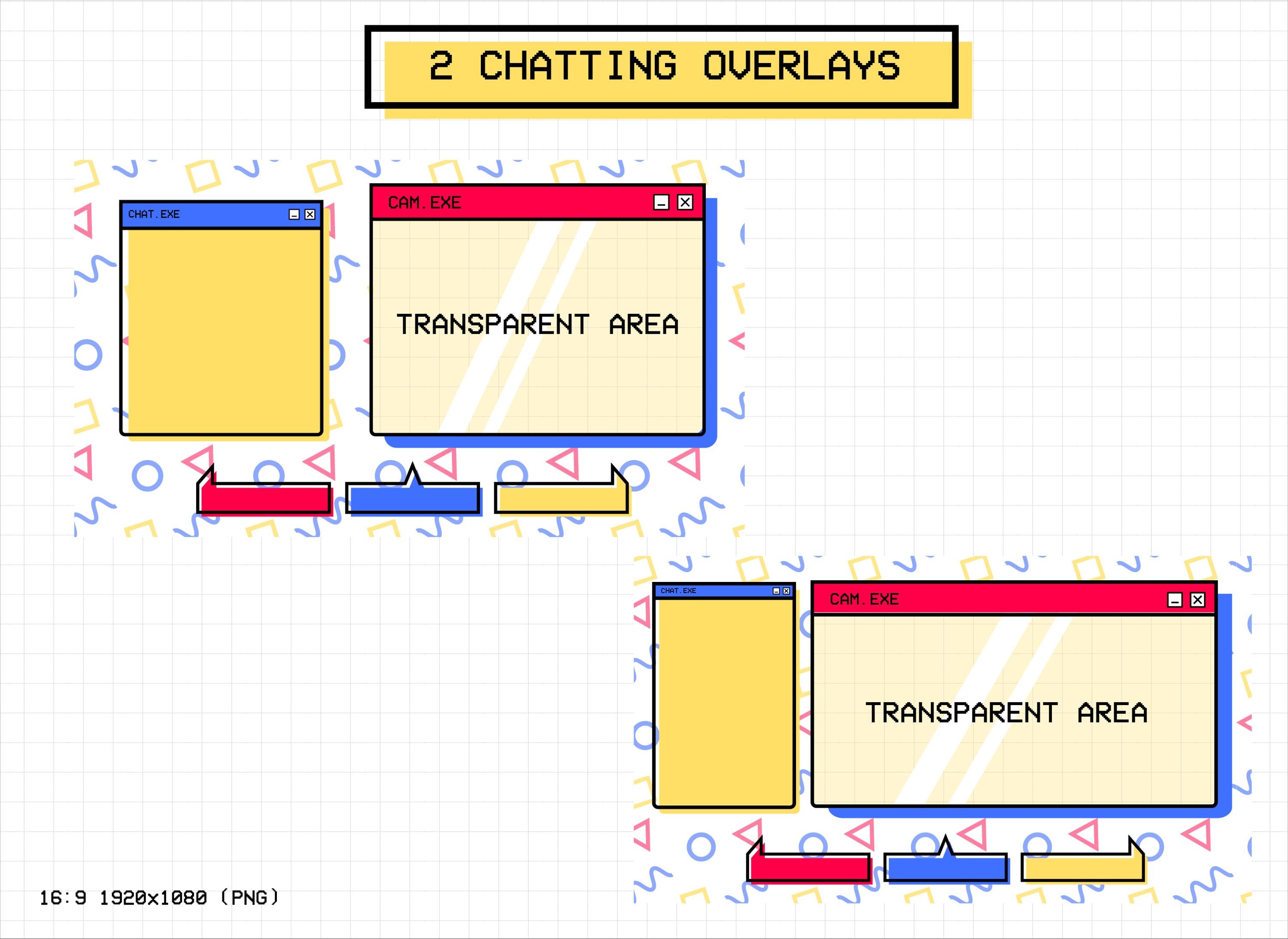 Animated Twitch Stream Overlay: Retro 90s Colorblock Theme (digital ...