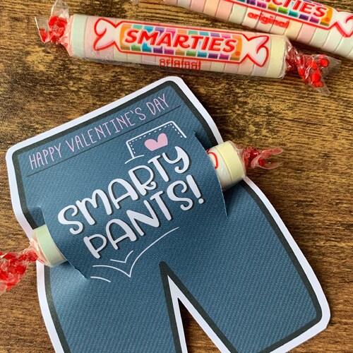 Smarty Pants Kids Valentines Smarties Candy Funny Treat for | Etsy