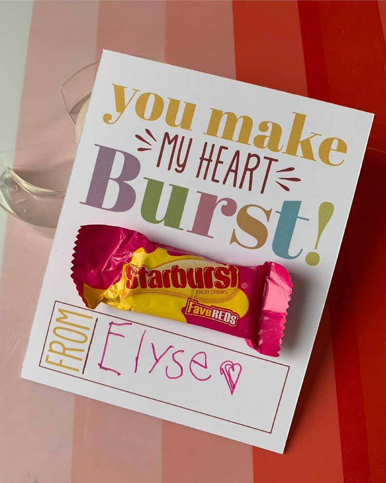 Valentine Classroom Treat Card, Starburst, Attach Candy, Starburst ...