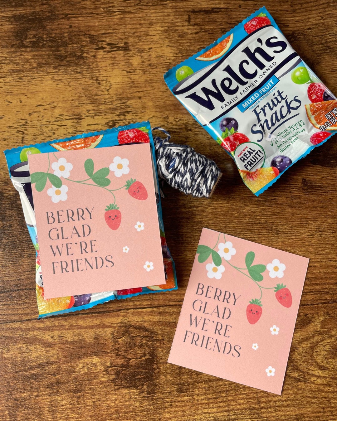 Berry Glad We're Friends, Fruit Snack Tag, Cute Strawberries, Simple ...