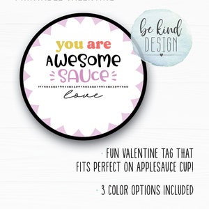 Healthy and Fun Valentine for Young Kids, Apple Sauce Cup, Candy Free ...