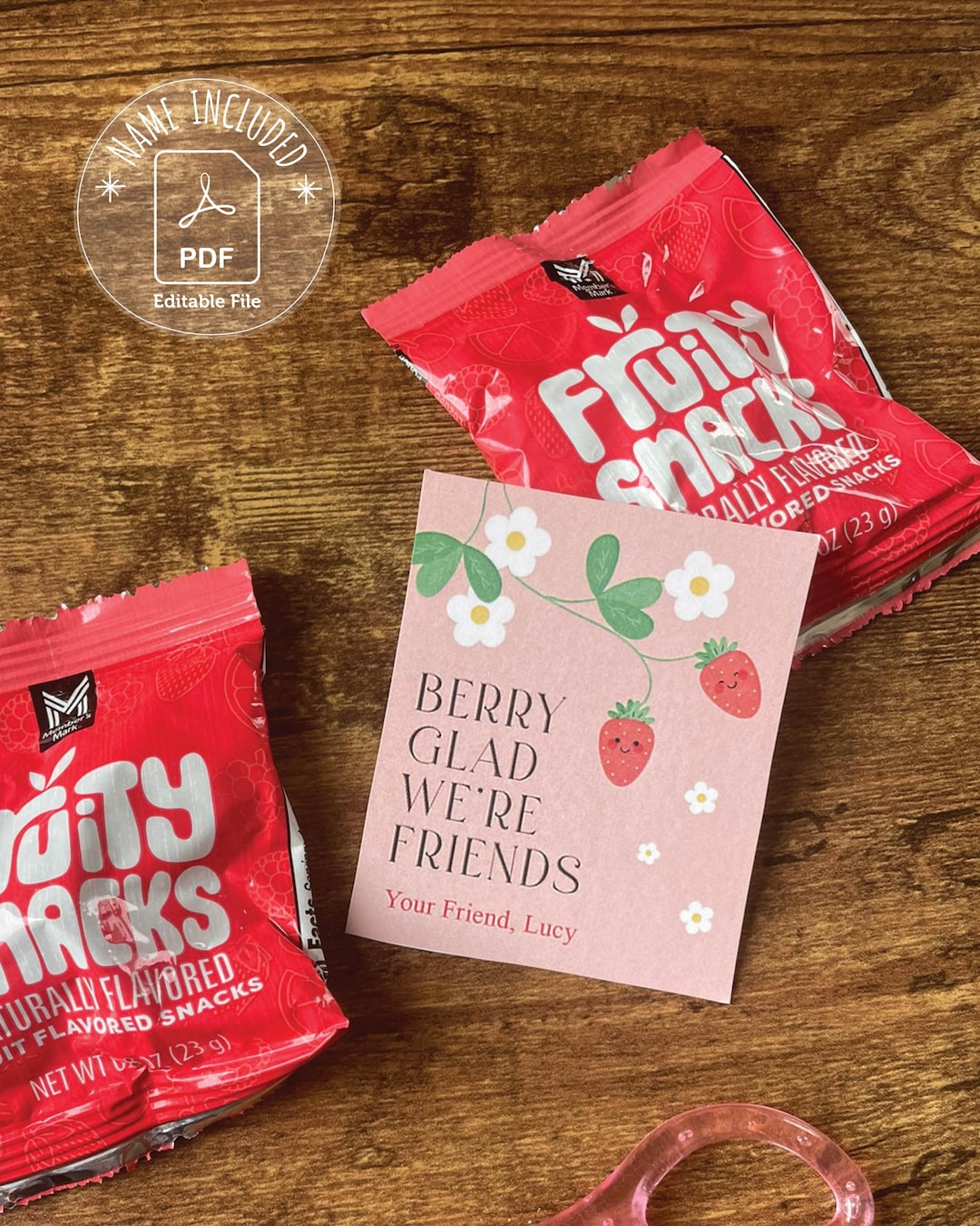 Fruit Snack Valentine Printable Tag With Name Young Child Idea Daycare ...