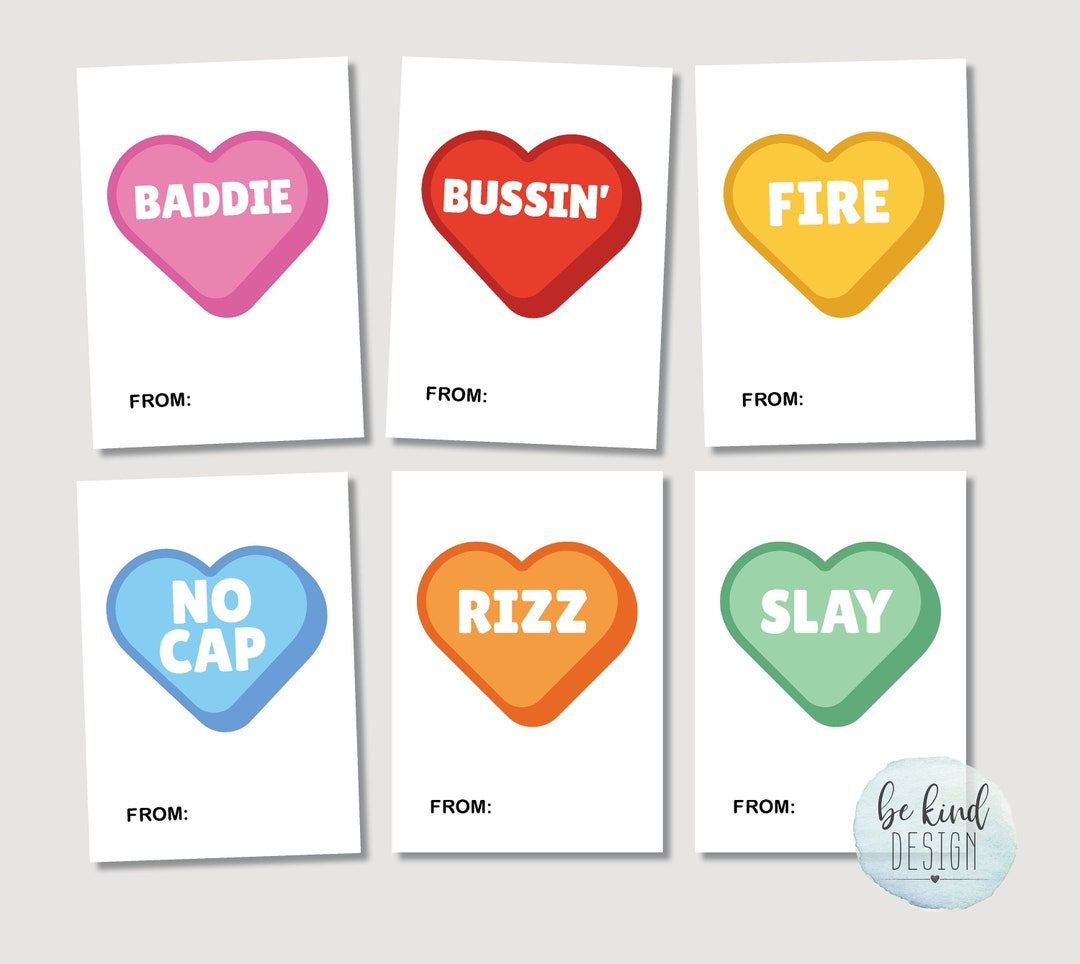 Older Kid Valentine, Tween Slang Candy Hearts, Funny Kids Valentine ...