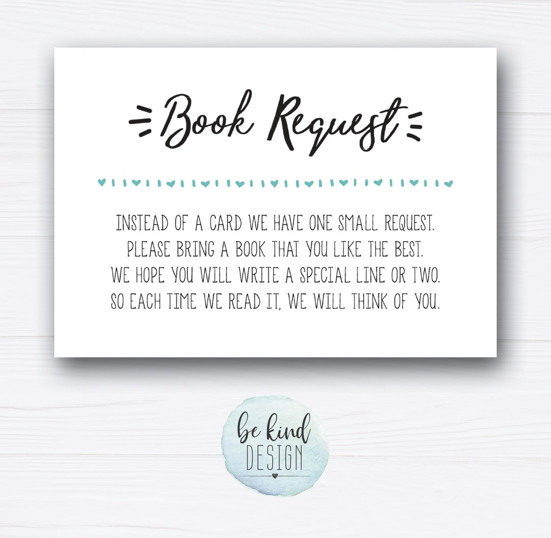 Book Request Card, Baby Shower, Book Instead of Card, Insert, Baby ...