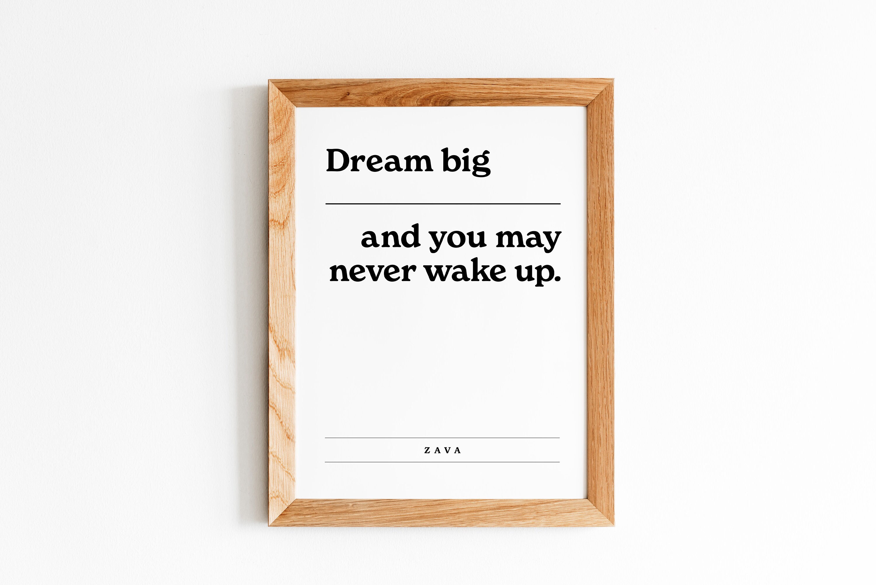 Zava Quote Poster Dream Big Fan Art Gift Inspirational - Etsy