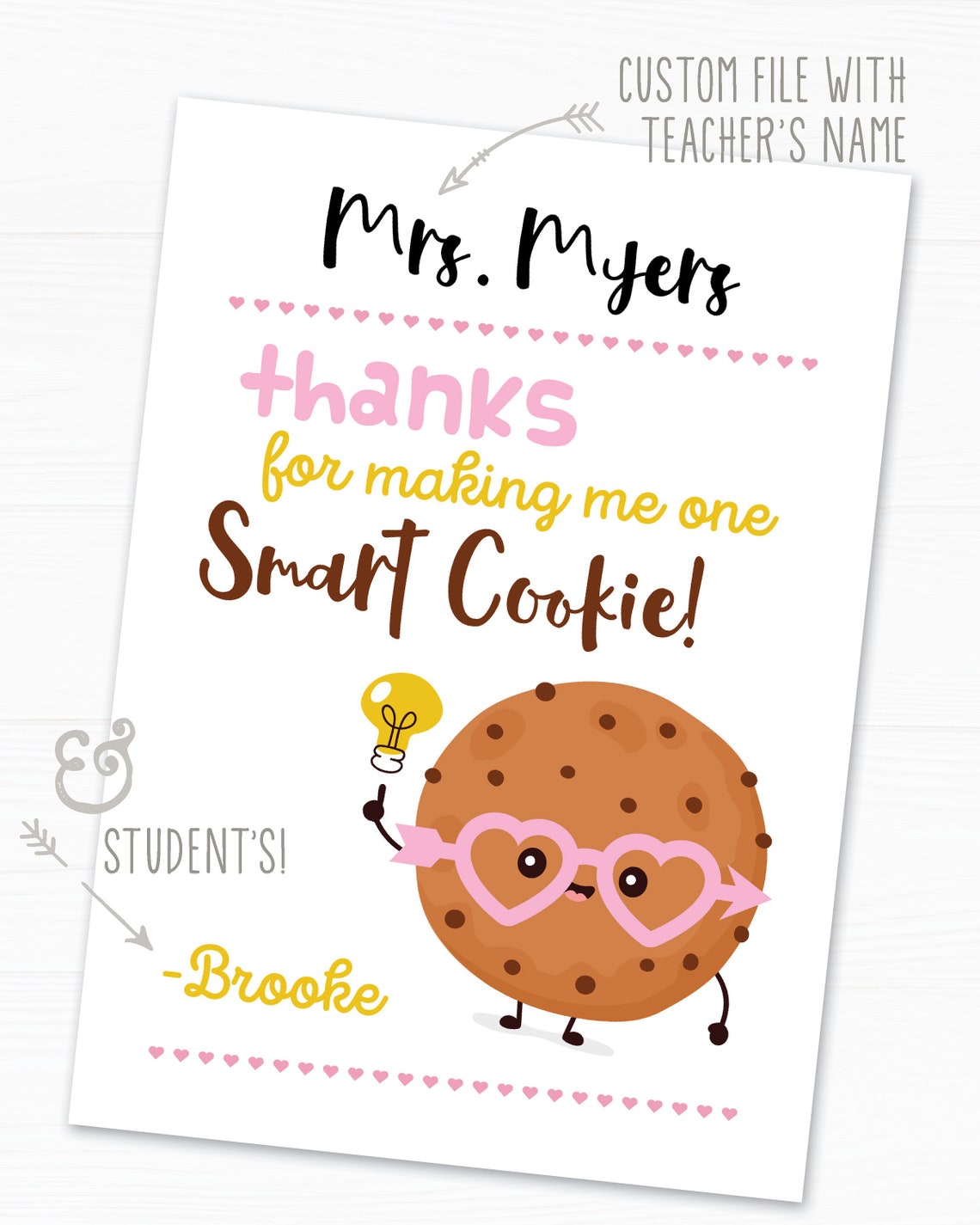 School Thank You Card for Teacher Personalized Gift Custom - Etsy