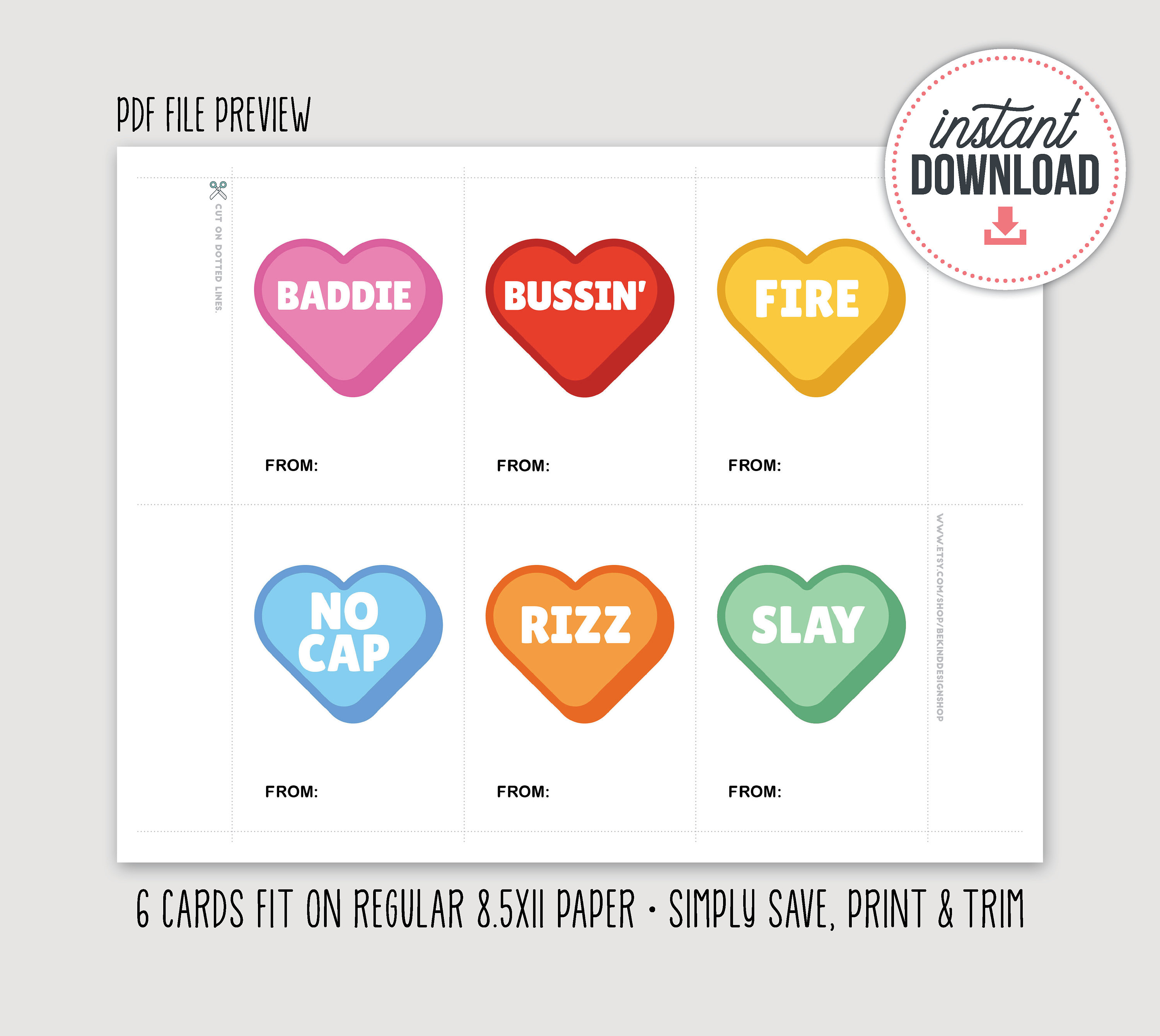 Older Kid Valentine, Tween Slang Candy Hearts, Funny Kids Valentine ...