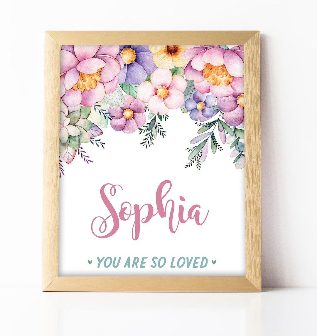 Custom Name Art Print, Printable, Framed Nursery Print, Baby Room ...