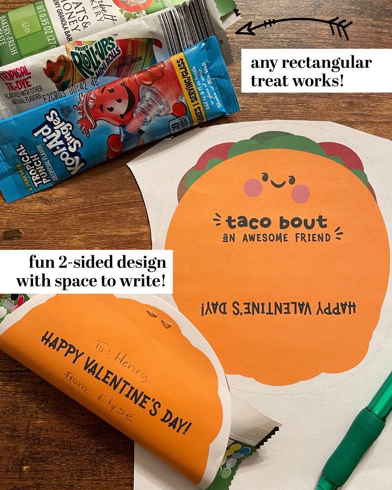 Taco Bout an Awesome Friend, Kids Valentines, Funny Treat for Kids to ...