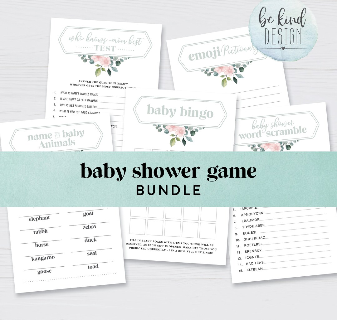 Baby Shower Games, Shower Activities, Bundle, Set of Multiple Games ...