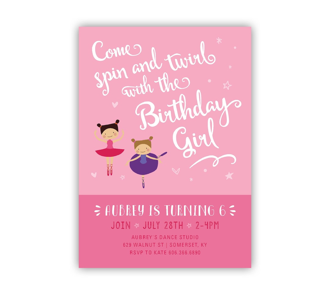 Dancing Theme Birthday Invite, Spin and Twirl - Birthday Girl, Invite ...