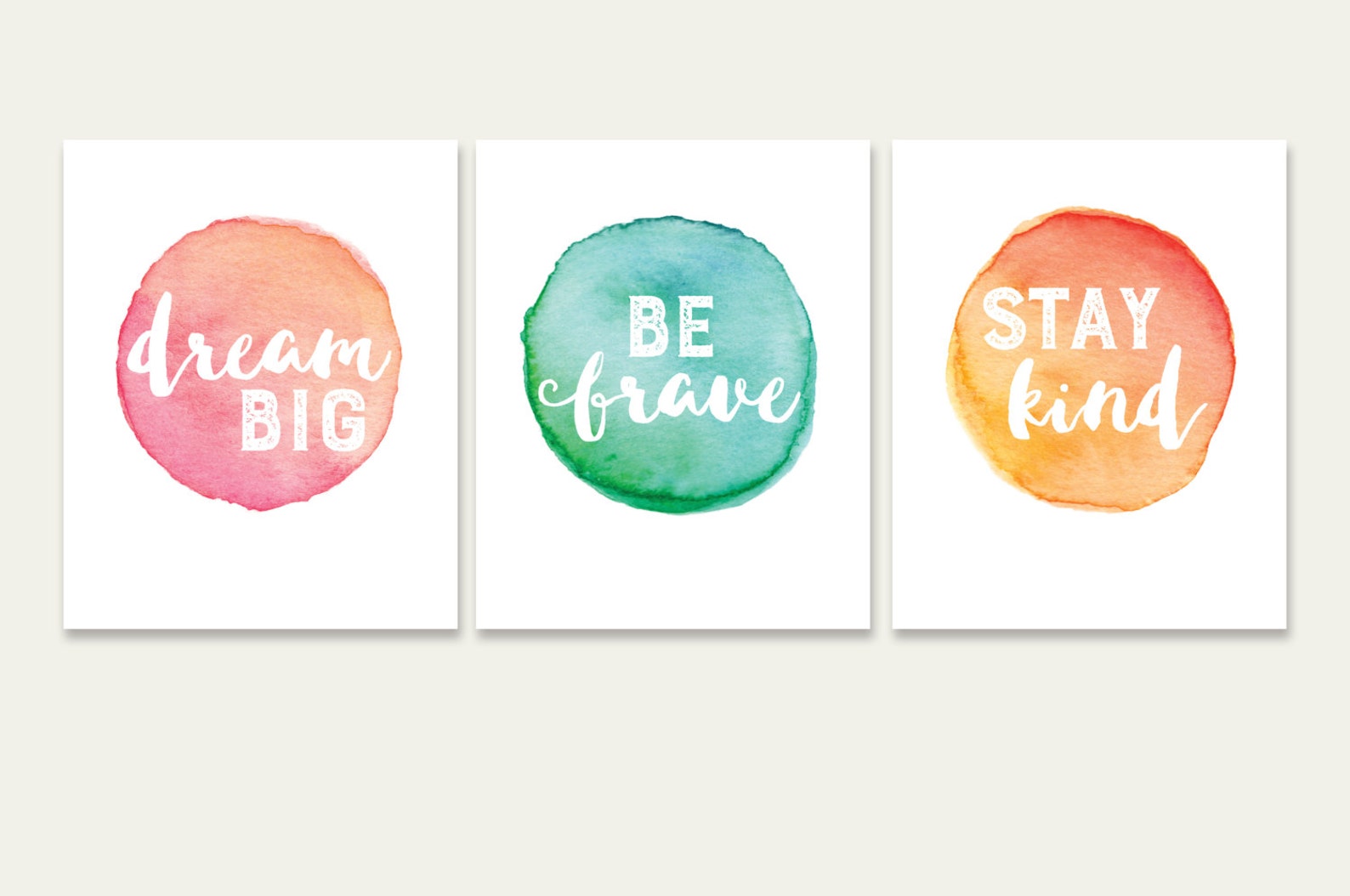 Dream Big, Be Brave, Stay Kind, Nursery Prints Set of 3, Printable ...