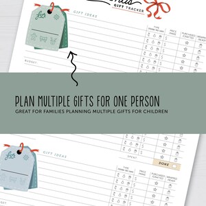 Detailed Christmas Gift Tracker | Organize, List, Budget, Visualize and ...