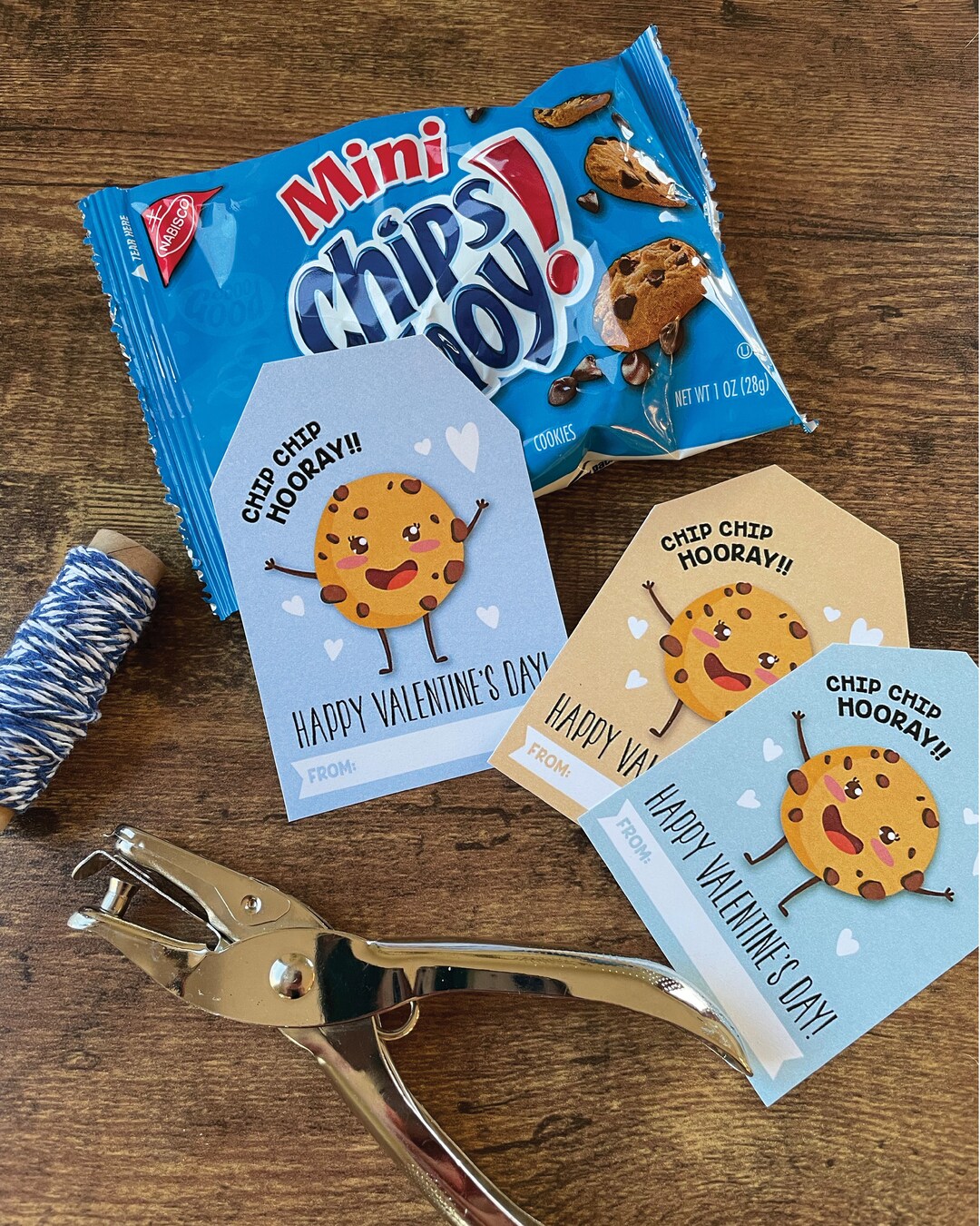 Chip Chip Hooray, Cookie Valentine's Treat Tag, Chips Ahoy Bag, Cookie ...