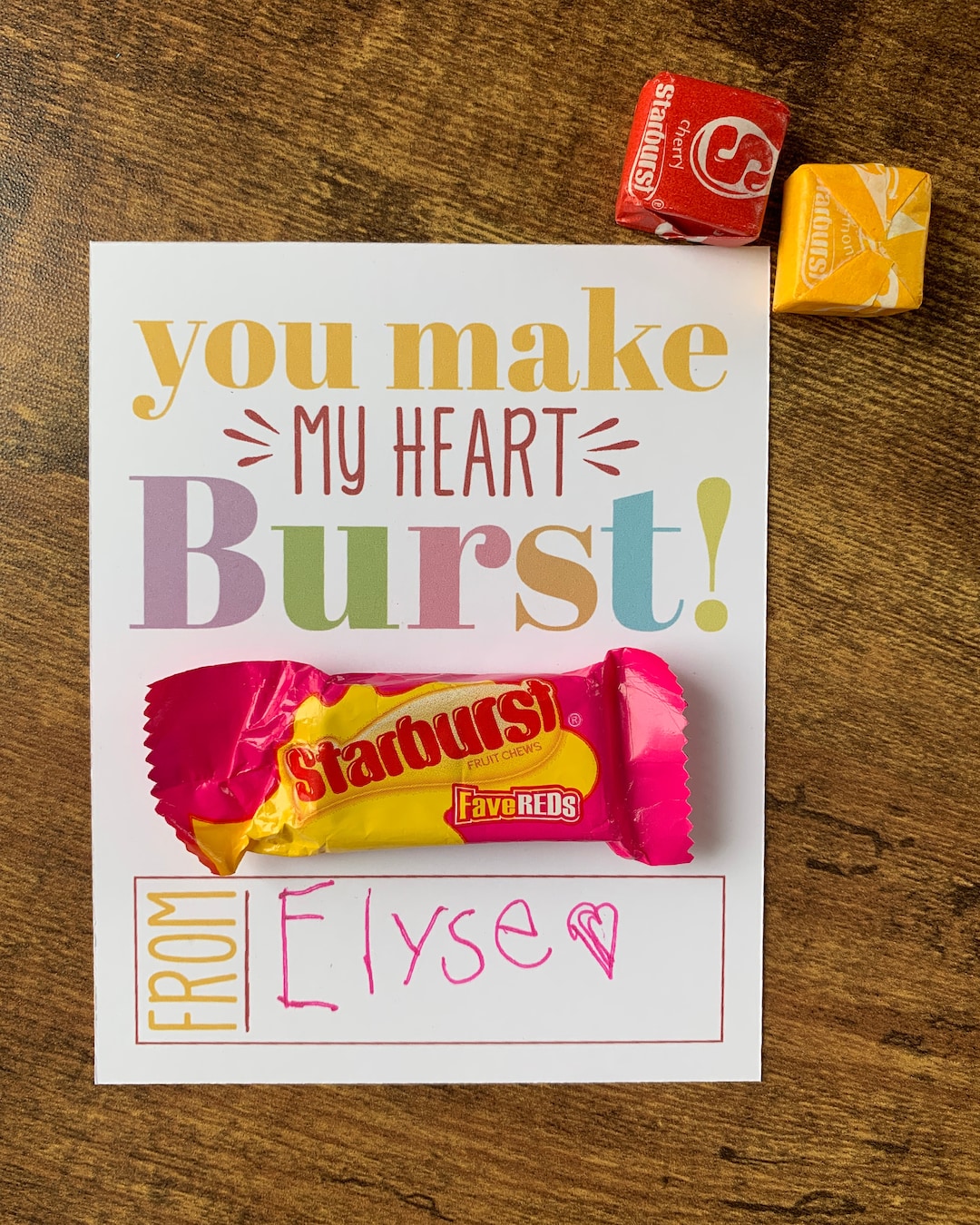 Valentine Classroom Treat Card, Starburst, Attach Candy, Starburst ...
