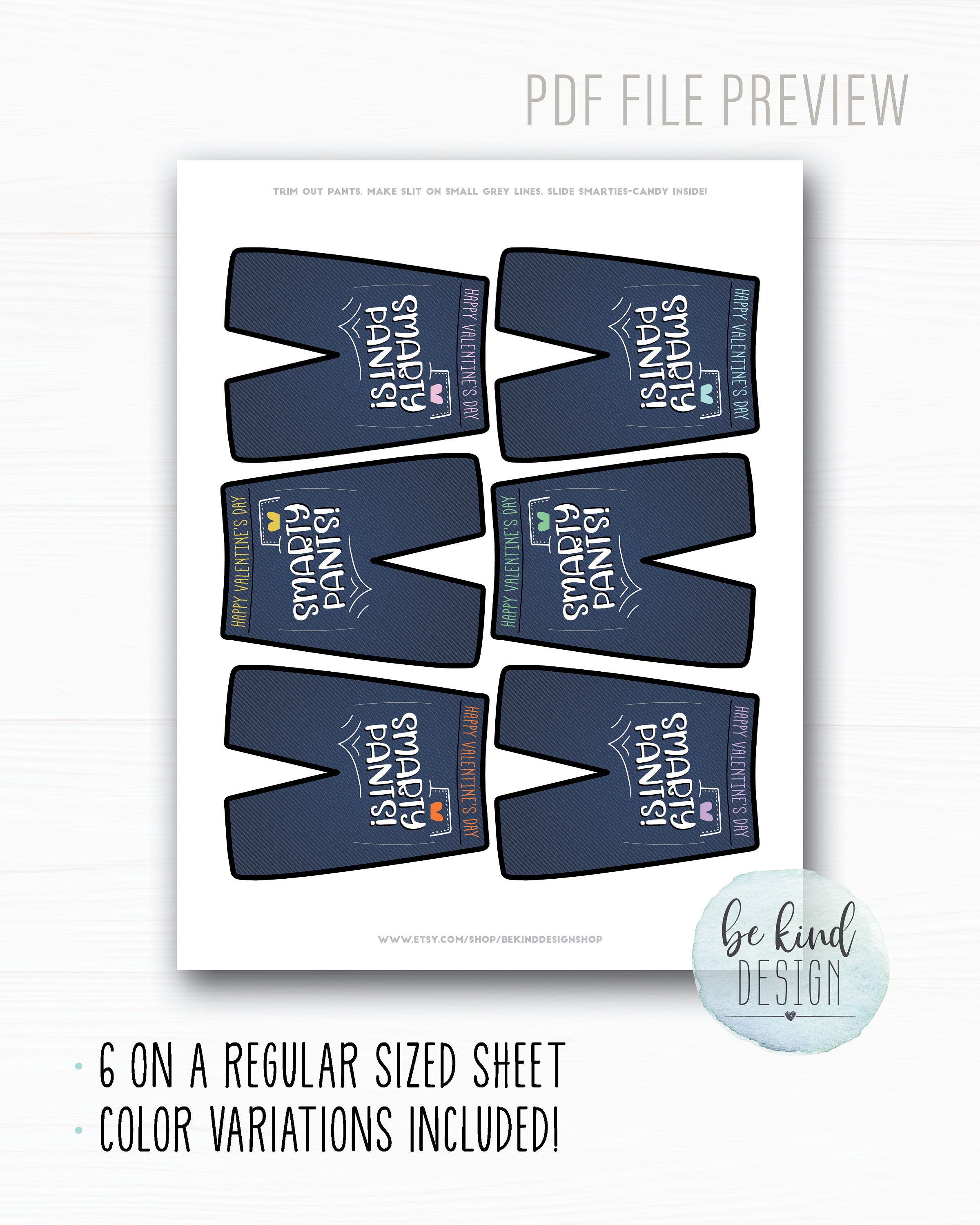 Smarty Pants Kids Valentines Smarties Candy Funny Treat for - Etsy