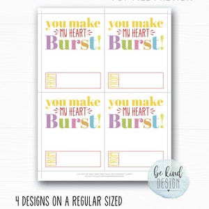 Valentine Classroom Treat Card, Starburst, Attach Candy, Starburst ...