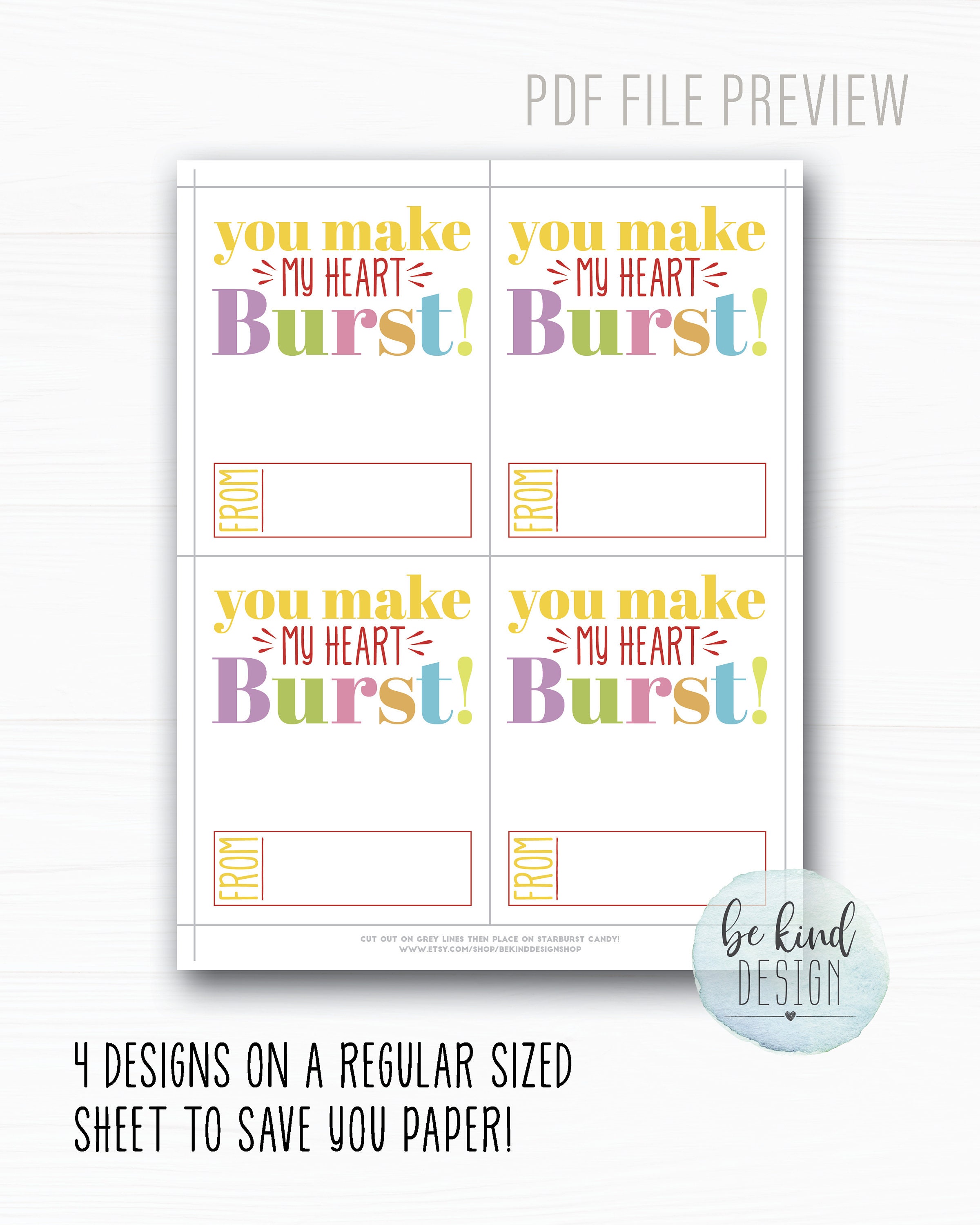 Valentine Classroom Treat Card, Starburst, Attach Candy, Starburst ...