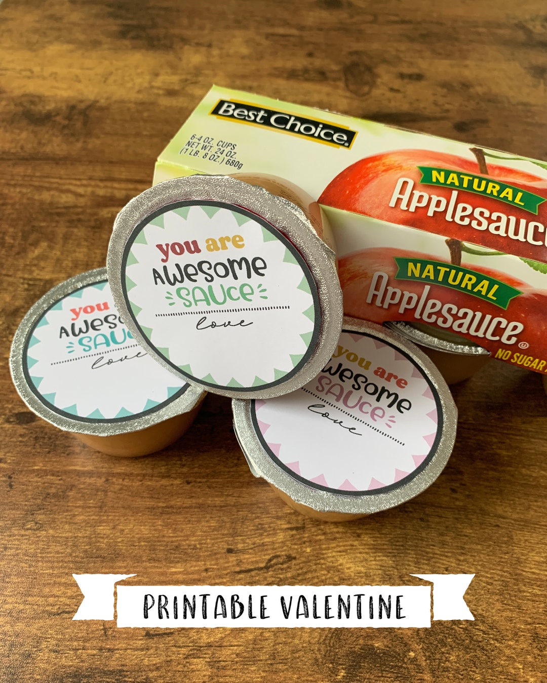 Healthy and Fun Valentine for Young Kids, Apple Sauce Cup, Candy Free ...