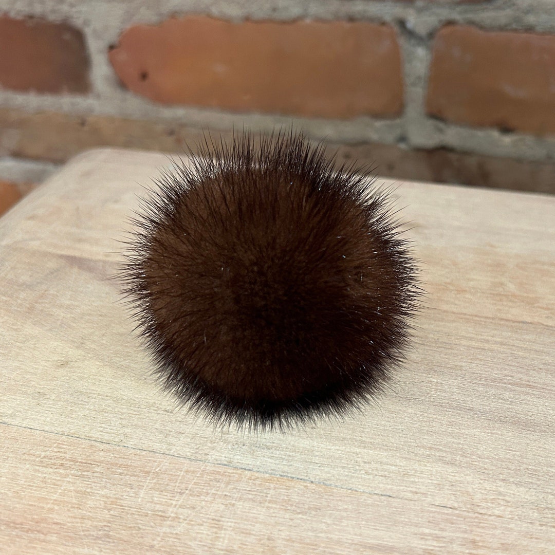Chocolate Brown Mink Mini 2-inch Pom Pom for Baby Hat, Beret, Scarf Pom ...