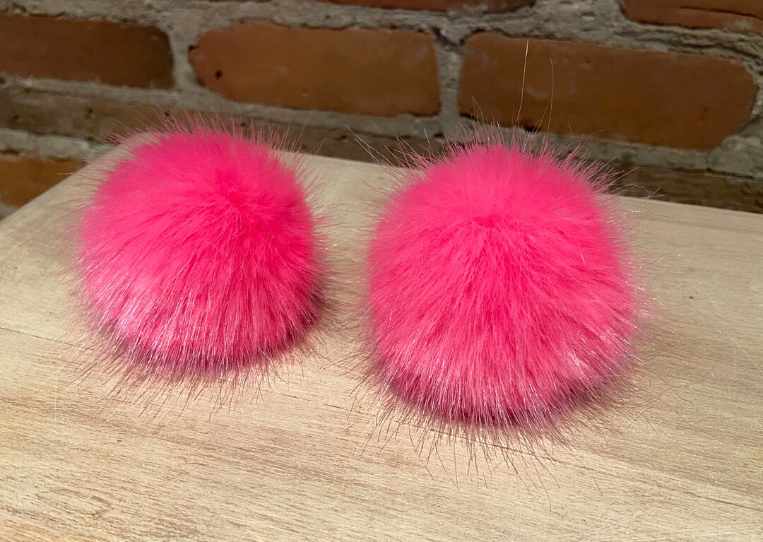 Small Pink Hat Pom, Neon Pink Faux Mink Fur, 3-inch - Etsy