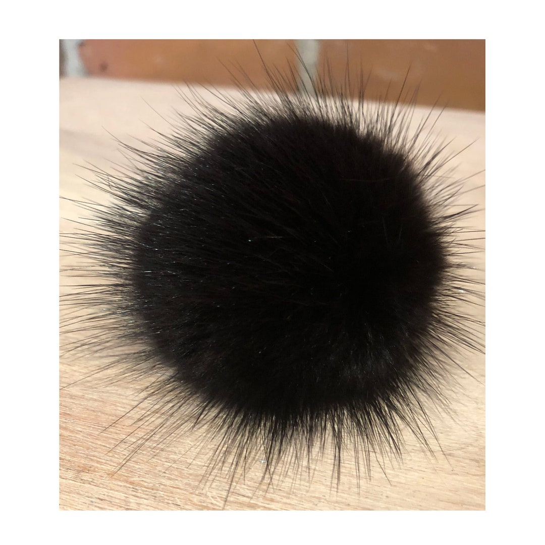 Jet Black Upcycled Muskrat Mini 2-inch Pom - Etsy