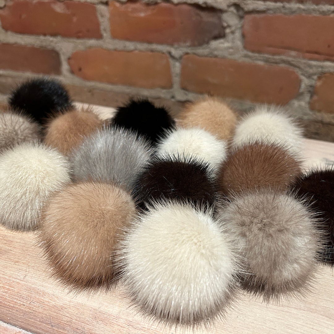 Mink Mini Fur Pom, 2-inch, Various Colors, Recycled Vintage Fur - Etsy