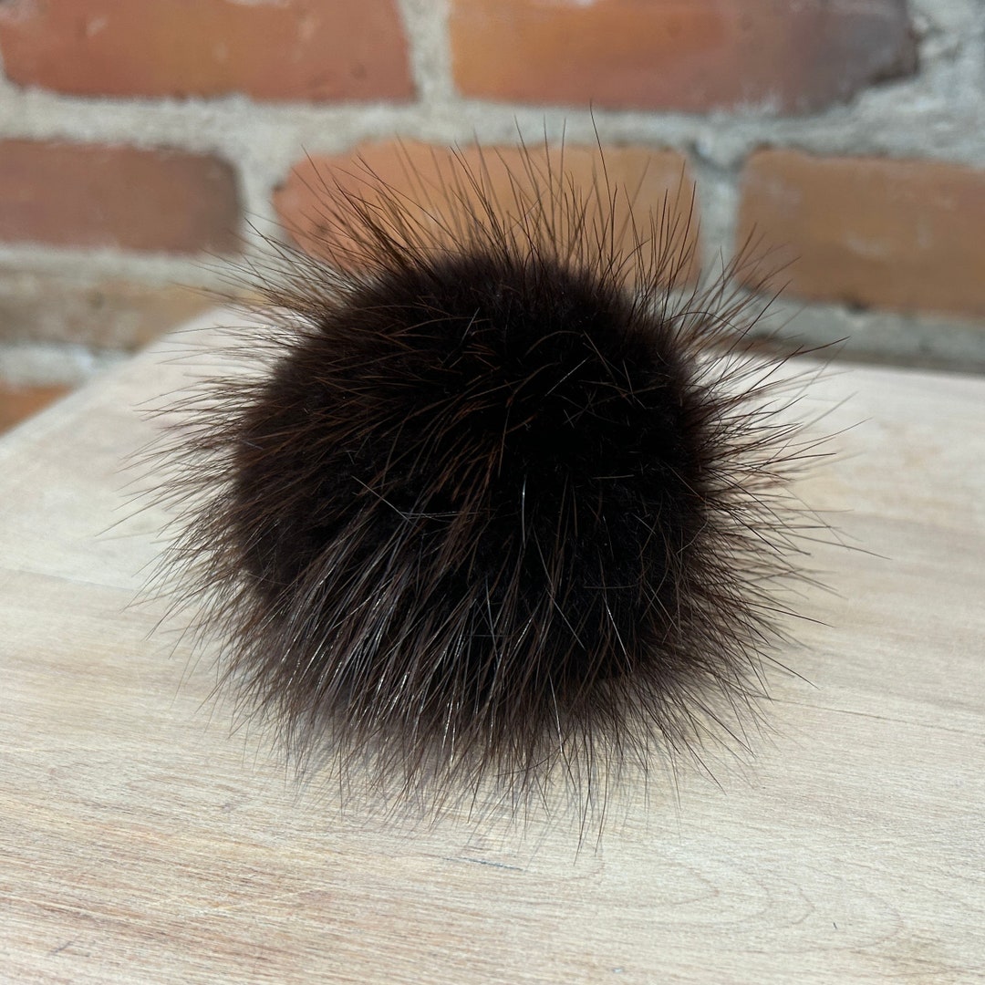 Dark Brown Beaver Fur Hat Pom, 3.5-inch Glossy Recycled Vintage Fur - Etsy