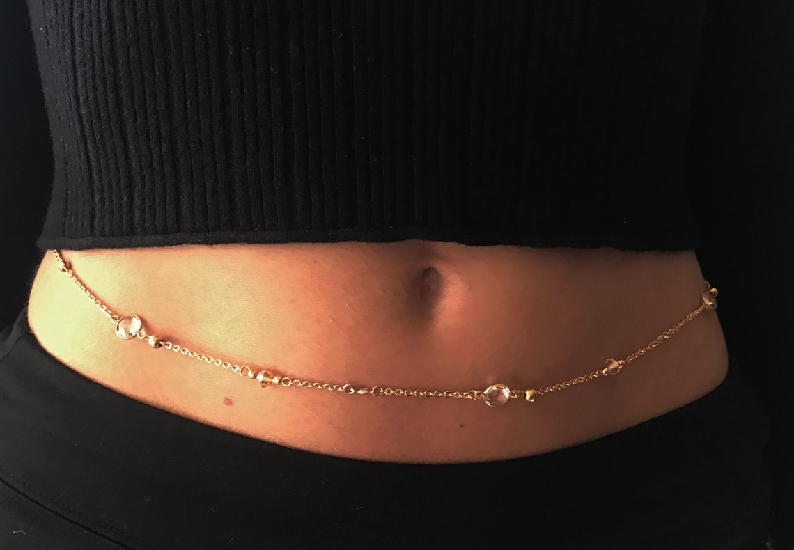 Purity Belly Chain, 24k Gold Plated Belly Chain, Body Jewelry, Beach ...